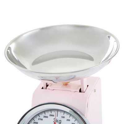 Interiors By Premier Premium 3kg Pastel Pink Retro Kitchen Scale, Retro ...