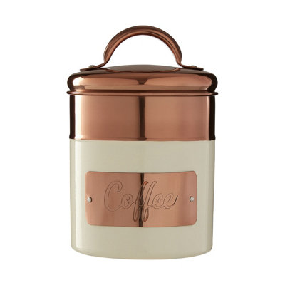 Interiors by Premier Prescott Cream And Copper Coffee Canister - Single ...