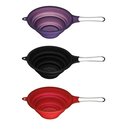 Interiors By Premier Purple Silicone Collapsible Strainer with Handle ...