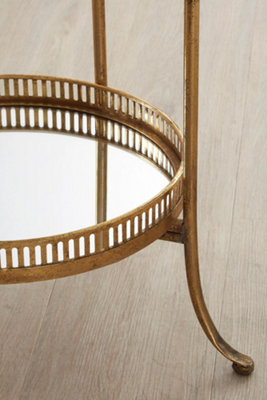 Interiors by Premier Reza Gold Finish Mirrored Tray Table