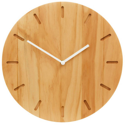 Interiors By premier Rustic Natural Wood Effect Wall Clock ...
