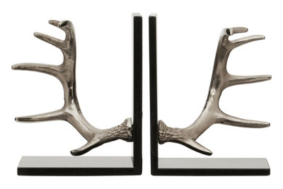 Interiors by Premier Set of 2 Antler Bookends with Marble Base, Book ...