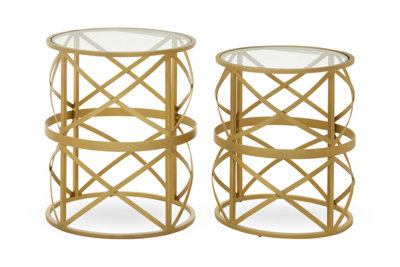 Interiors by Premier Set Of 2 Diamond Pattern Side Table, Round Bedside ...
