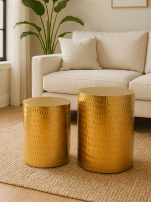 Interiors by Premier Set Of 2 Gold Finish Stools