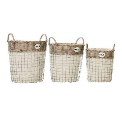 Interiors By Premier Set Of 3 Round Laundry Baskets, Willow Laundry ...