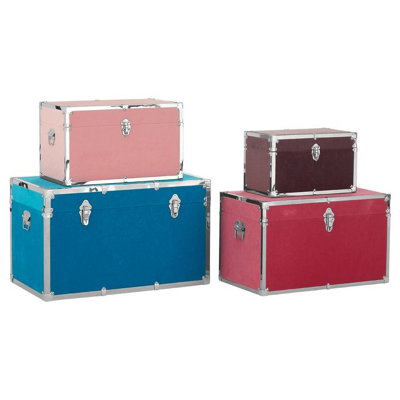 Interiors by Premier Set of 4 Multicoloured Square Trunks, Lightweight ...