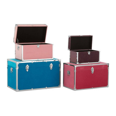 Interiors by Premier Set of 4 Multicoloured Square Trunks, Lightweight ...