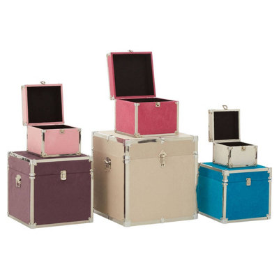 Interiors by Premier Set of 6 Multicoloured Square Trunks, Lightweight ...