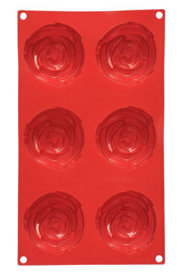 Interiors by Premier Silicone 6 Rose Red Cake Mould, Flexible Non-Stick ...