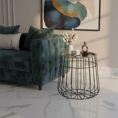 Interiors By Premier Silver And Black Wire Detail Side Table ...