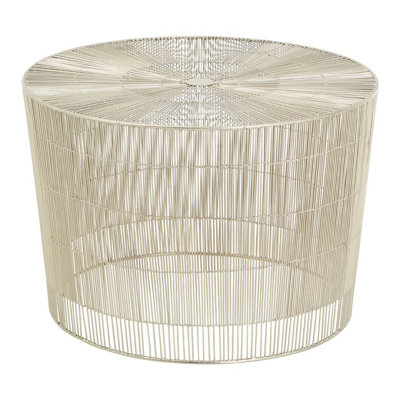 Interiors by Premier Silver Small Cage Round Table, Iron Strips Coffee ...