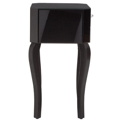Interiors By Premier Sleek 1 Drawer Side Table, Black Mirrored Modern ...