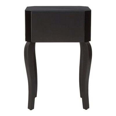 Interiors By Premier Sleek 1 Drawer Side Table, Black Mirrored Modern ...