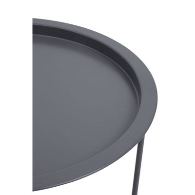 Interiors By Premier Sleek Grey Metal Round Side Table, Modern Design ...