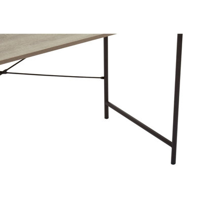 Interiors By Premier Sleek Grey Oak Desk With Black Metal Frame,Work ...