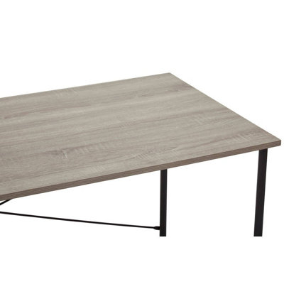 Interiors By Premier Sleek Grey Oak Desk With Black Metal Frame,Work ...