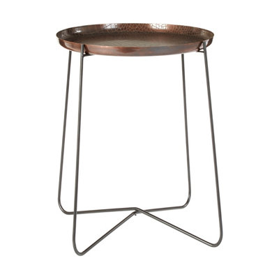 Interiors By Premier Sleek Large Copper And Black Side Table, Round Top ...