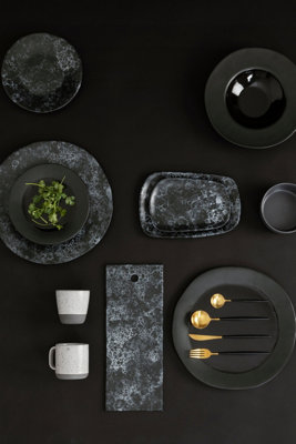 Interiors By Premier Small Black Marble Effect Serving Platter ...