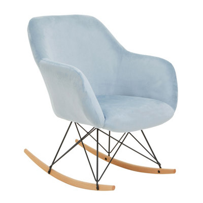 Interiors by Premier Small Blue Velvet Rocking Chair, Comfortable ...