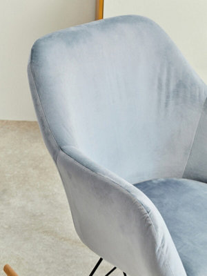 Interiors by Premier Small Blue Velvet Rocking Chair, Comfortable ...