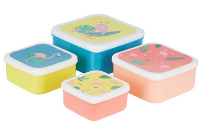 Interiors by Premier Stackable Design Set Of 4 Flamingo Lunch Boxes ...