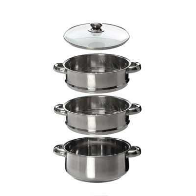 Interiors by Premier Stainless Steel Steamer, 3-Tier Rice Steamer with ...