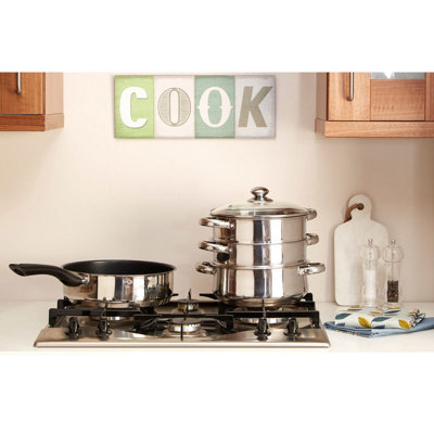 Interiors by Premier Stainless Steel Steamer, 3-Tier Rice Steamer with ...