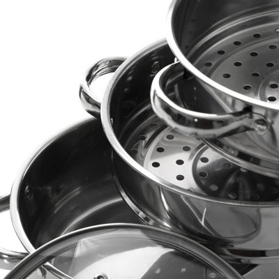Interiors by Premier Stainless Steel Steamer, 3-Tier Rice Steamer with ...