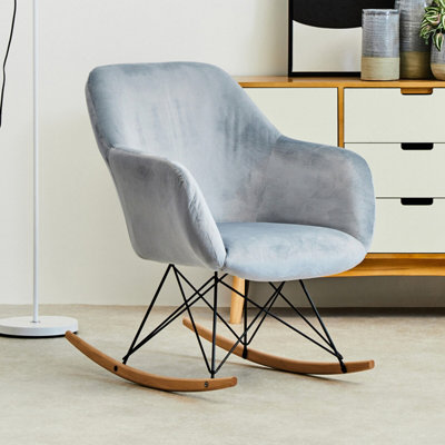 Interiors by Premier Stockholm Small Blue Velvet Rocking Chair | DIY at B&Q