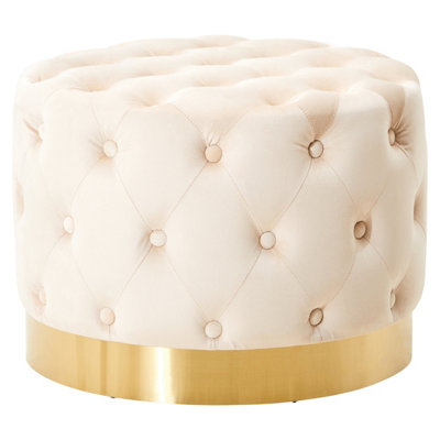 Interiors by Premier Stone Velvet Stool with Matte Gold Finish Metal ...