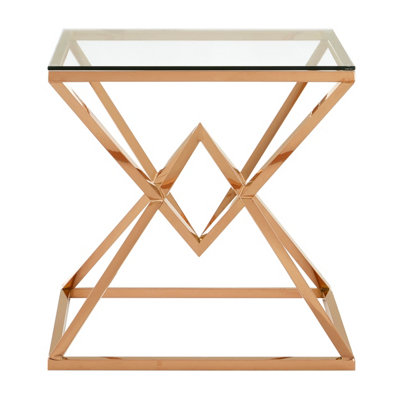 Interiors by Premier Stunning Corseted Square Rose Gold End Table ...