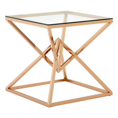 Interiors by Premier Stunning Corseted Square Rose Gold End Table ...