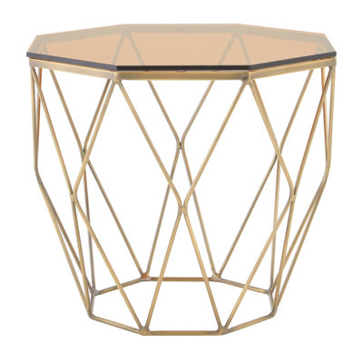 Interiors by Premier Stunning End Table With Brushed Bronze Base ...