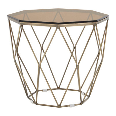 Interiors by Premier Stunning End Table With Brushed Bronze Base ...