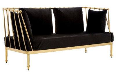 Interiors By Premier Sturdy 2 Seat Gold Finish Tapered Arms Sofa ...