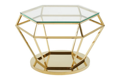 Interiors by Premier Sturdy Large Gold Finish Diamond End Table ...