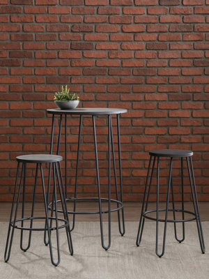 Interiors by Premier Sturdy Set of 3 Black Frame Bar Table Stool Set ...