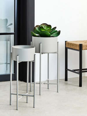 Interiors by Premier Sturdy Small Grey Floor Standing Planter ...