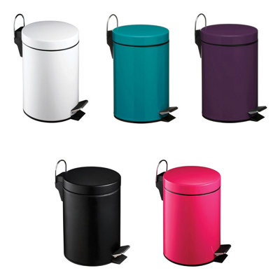 Interiors By Premier Stylish Design 3Ltr Turqoise Pedal Bin, Compact ...