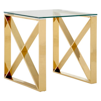 Interiors by Premier Stylish Design Champagne Cross Legs End Table ...