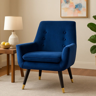 Interiors by Premier Stylish Midnight Velvet Armchair, Accent Chair ...