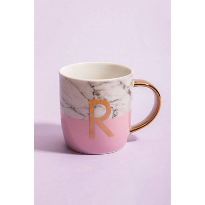Interiors By Premier Stylish Pastel Pink R Letter Monogram Mug ...