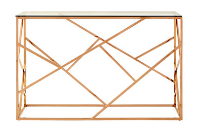 Interiors by Premier Stylish Rose Gold Geometric Console Table, Versatile Hallway Table, Easily ...