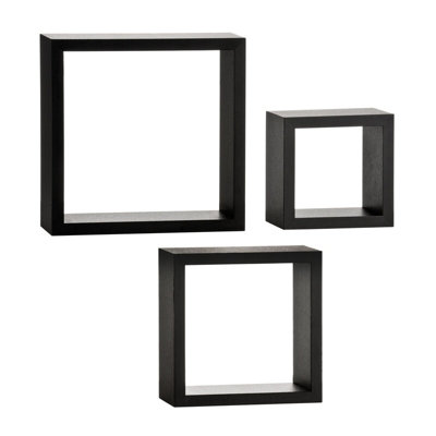 Interiors By Premier Stylish Set Of Three Black Wall Cubes, Functional ...