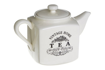 Interiors By Premier Stylish Vintage Home Big Cream Square Teapot ...