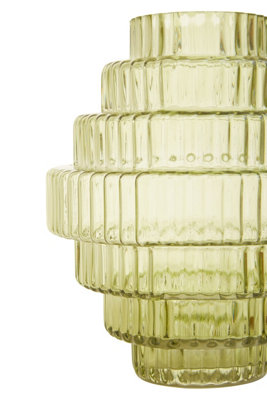 Interiors by Premier Tiered Small Green Glass Vase, Eye Catching ...