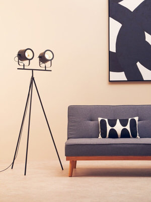 Interiors by Premier Two Spotlight Matte Black Tripod Stand, Dual ...