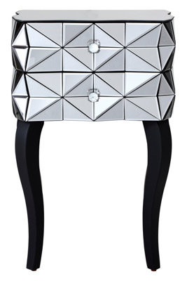 Interiors by Premier Unique 2 Drawer Bedside Table, Elegant Square Side ...