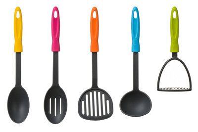 Interiors by Premier Unique 5pc Grey Nylon Kitchen Tool Set,Cooking ...