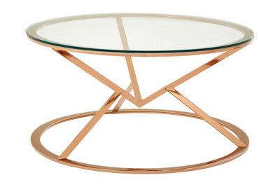 Interiors by Premier Unique Corseted Round Rose Gold Coffee Table ...